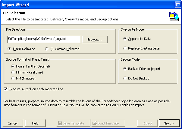 Import Wizard Tour - Logbook Pro Desktop - NC Software Documentation