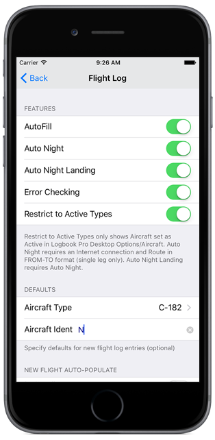 Flight Log - Logbook Pro Mobile (iOS) - NC Software Documentation
